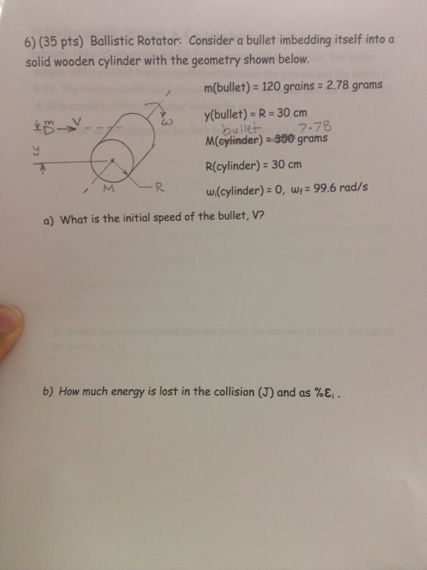 Solved Ballistic Rotator: Consider a bullet imbedding itself | Chegg.com