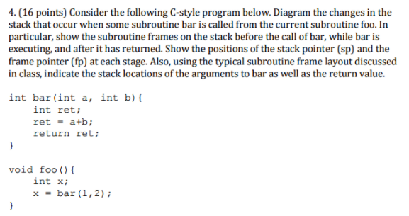 Consider the following C-style program below. Diagram | Chegg.com