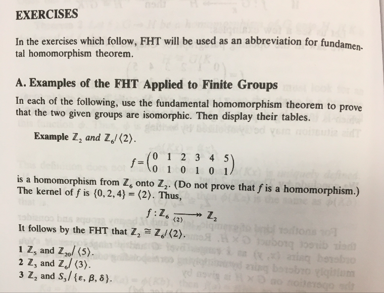 Solved EXERCISES undamen- tal homomorphism theorem. A. | Chegg.com