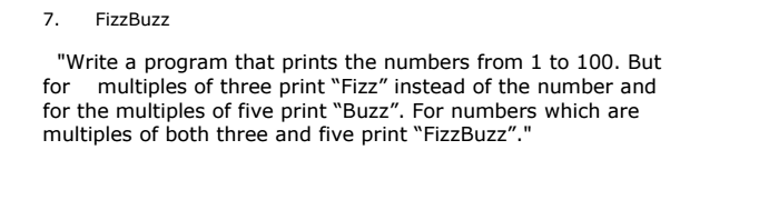 Solved Fizzbuzz Write A Program That Prints The Numbers