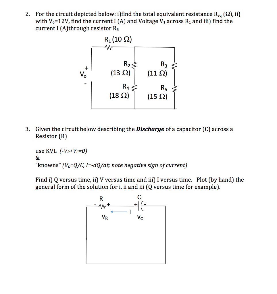 Solved 2. For the circuit depicted below: i)find the total | Chegg.com