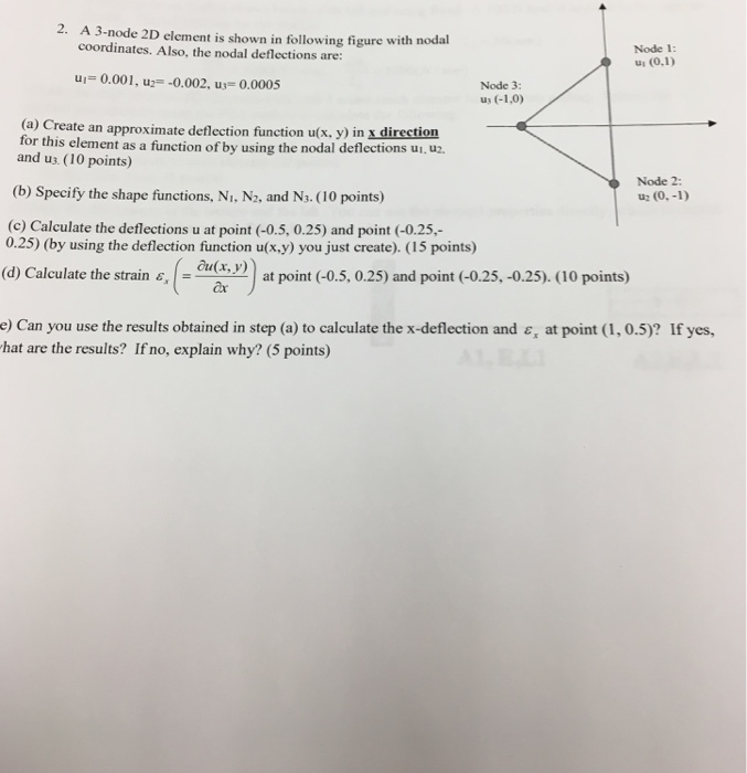 Solved A 3-node 2D element is shown in following figure with | Chegg.com