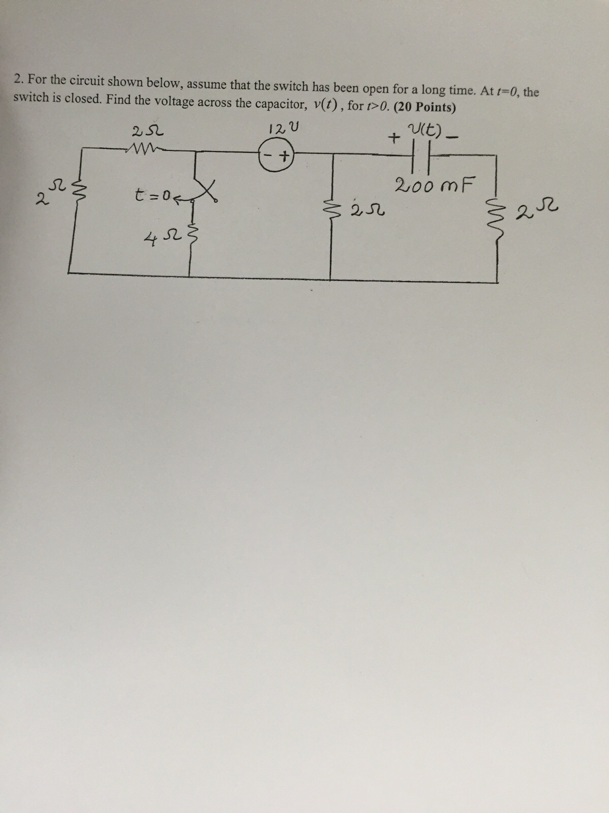 Solved For the circuit shown below, assume that the switch | Chegg.com