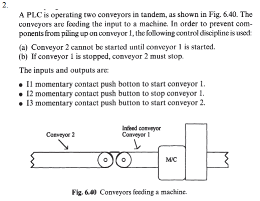 Solved 2. A PLC is operating two conveyors in tandem, as | Chegg.com