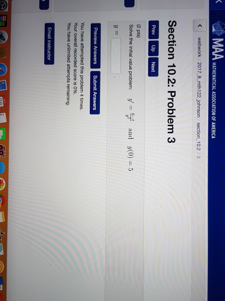Solved MATHEMATICAL ASSOCIATION OF AMERICA webwork/2017.8 | Chegg.com