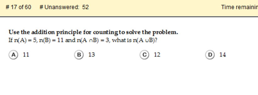 Solved Use the addition principle for counting to solve the | Chegg.com