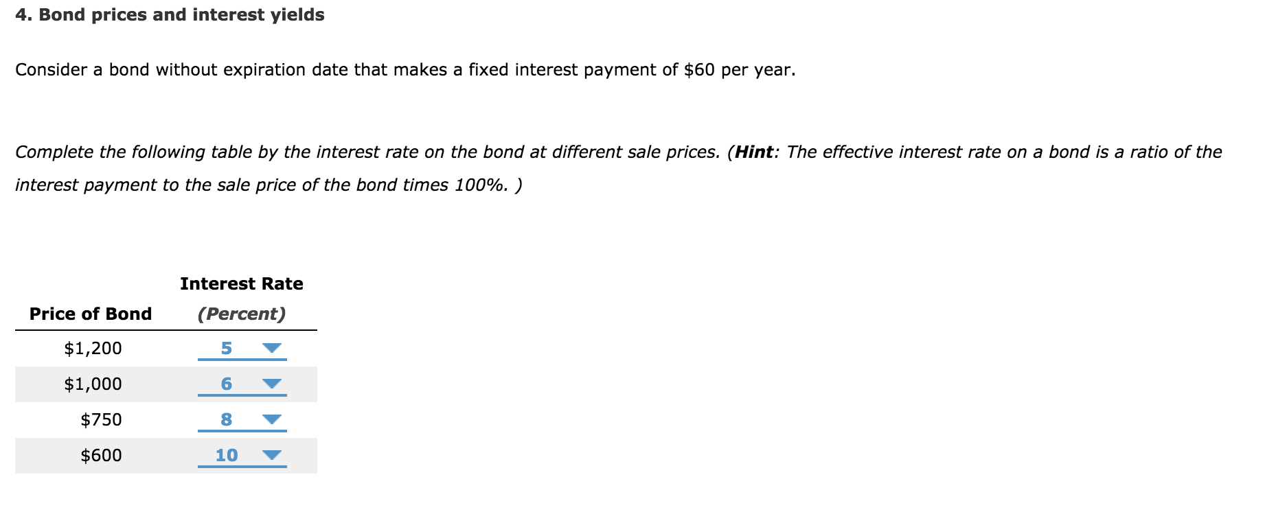 Solved 4. Bond prices and interest yields Consider a bond | Chegg.com
