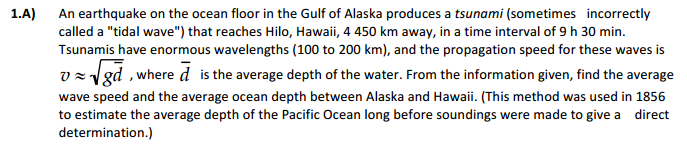 Solved An earthquake on the ocean floor in the Gulf of | Chegg.com