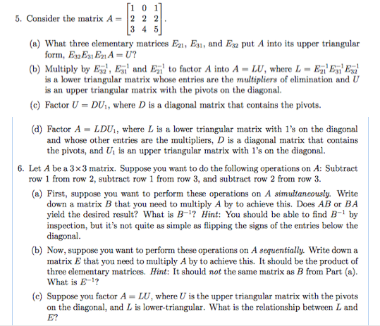 Linear Algebra Factor and Elementary of Matrices I | Chegg.com