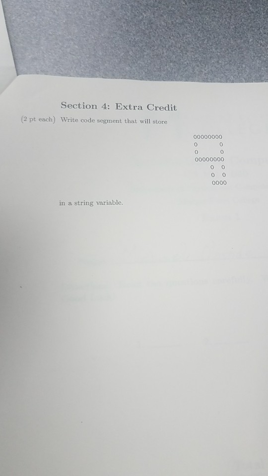 Solved Section 4: Extra Credit (2 pt each) Write code | Chegg.com