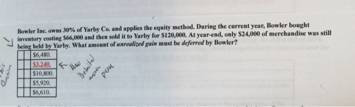 Solved Bowler Inc. owns 30% of Yarby Co. and applies the | Chegg.com