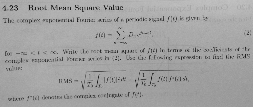 Solved Root Mean Square Value The complex exponential | Chegg.com