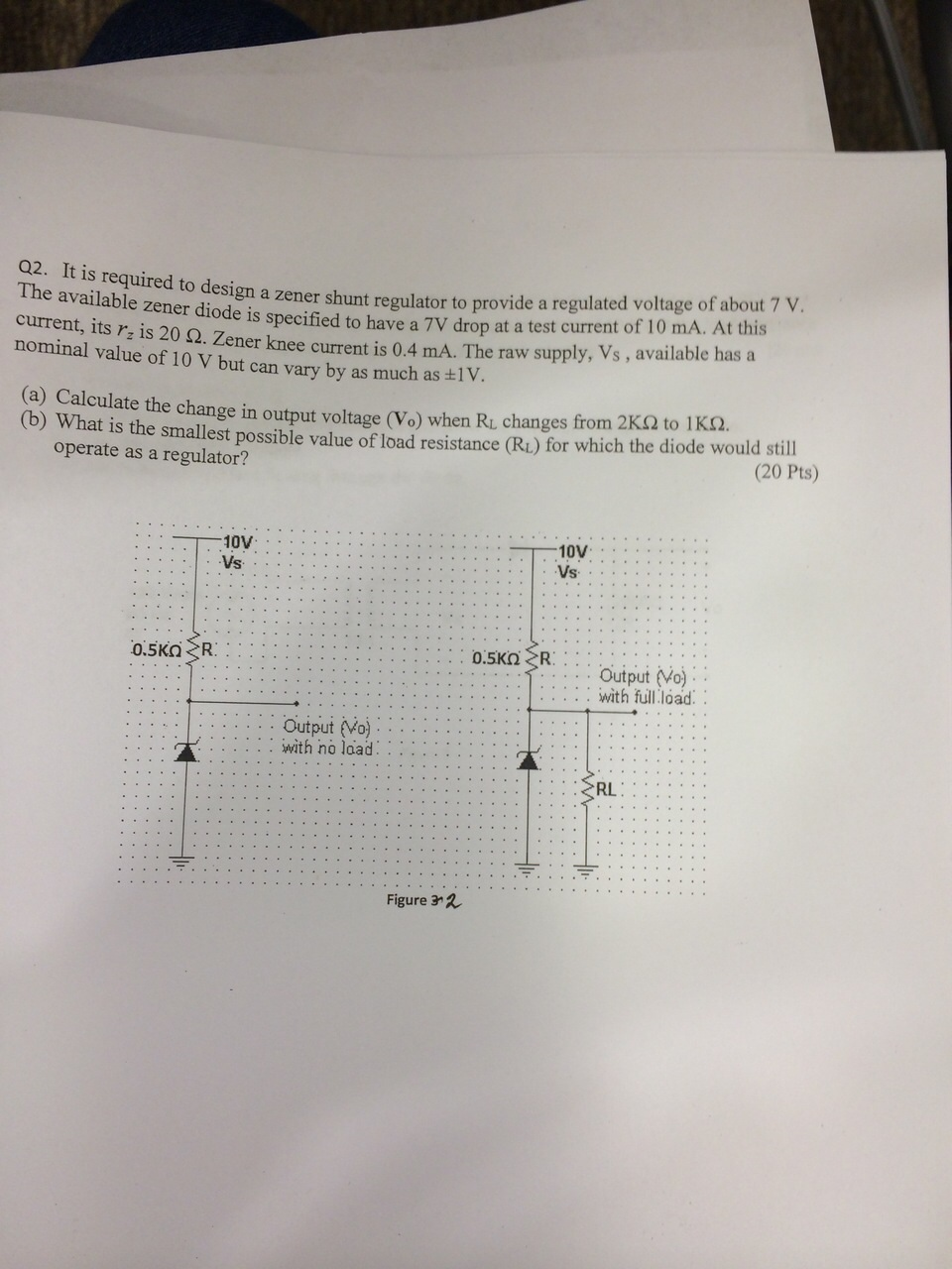 Solved Q2. It is required to design a zener shunt regulator | Chegg.com