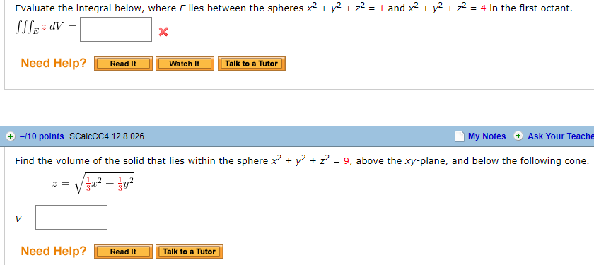 Solved Evaluate the integral below, where E lies between the | Chegg.com
