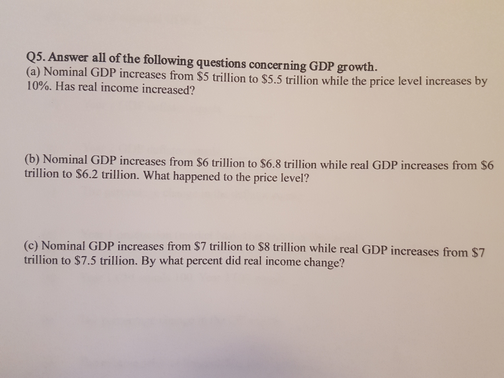 Solved Answer all of the following questions concerning GDP | Chegg.com