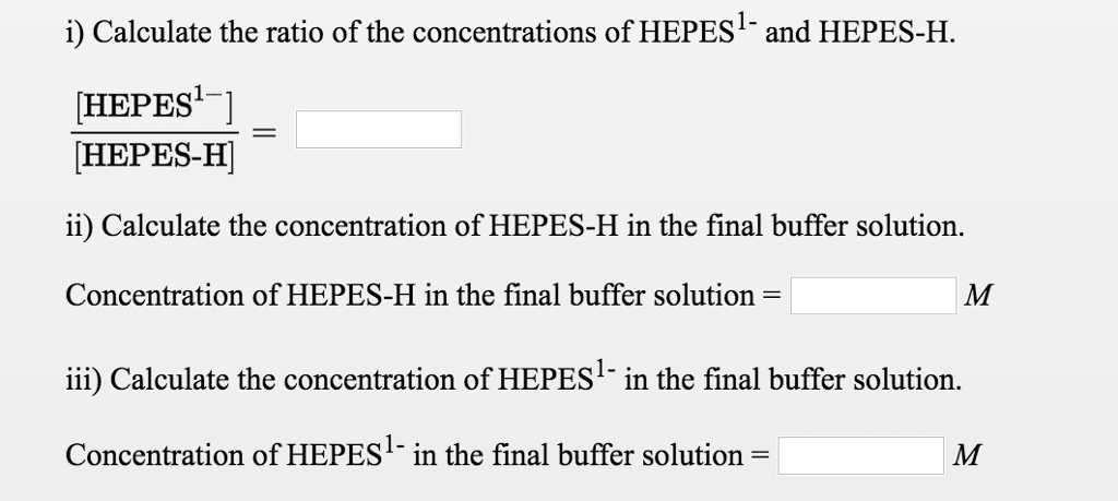 i) Calculate the ratio of the concentrations of | Chegg.com