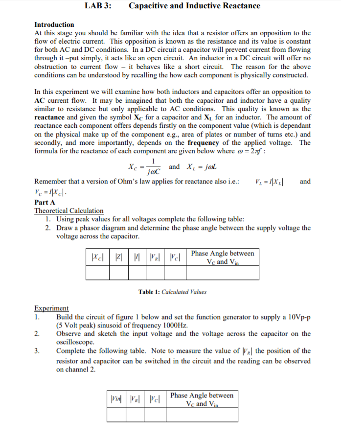 Solved Lab3capacitive And Inductive Reactance Introduction 5985