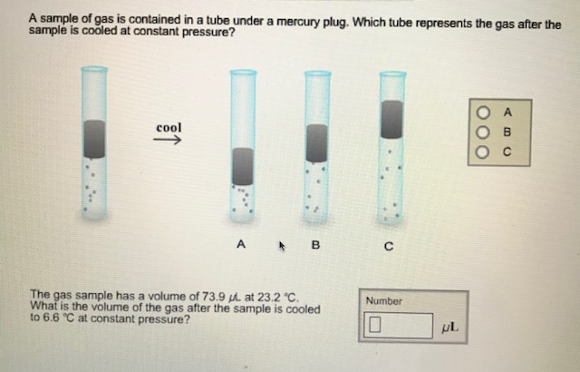 Solved A sample of gas is contained in a tube under a | Chegg.com