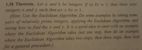 Solved 1.38 Theorem. Let a and b be integers. If (a, b) = 1, | Chegg.com
