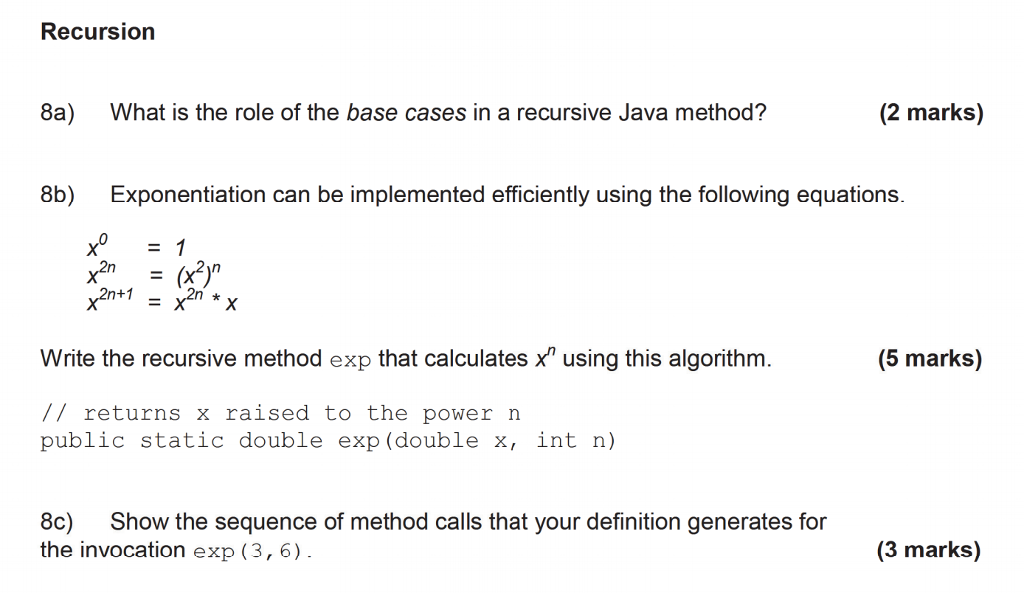 Solved A What Is The Role Of The Base Cases In A Recursive