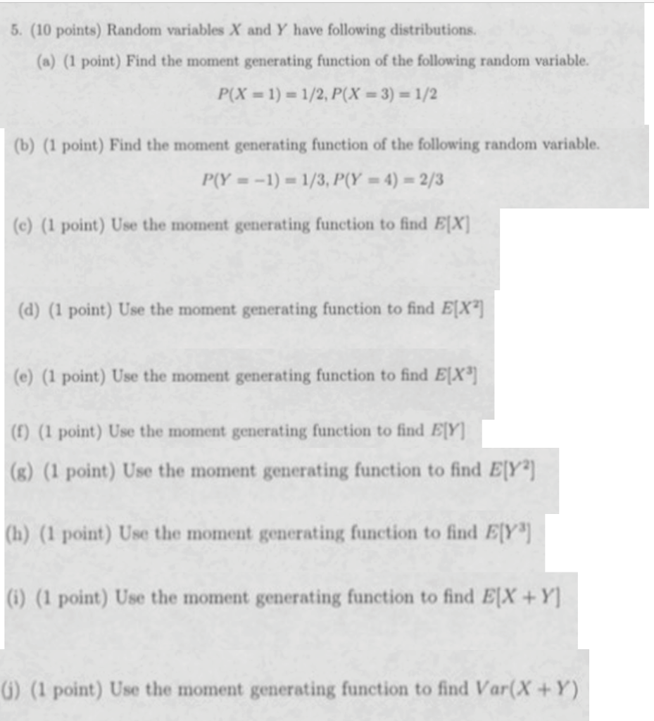 Solved Random variables X and V haw following distributions. | Chegg.com