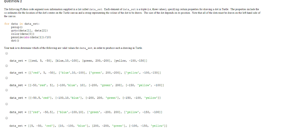 Solved QUESTION 2 The following Python code segment uses | Chegg.com