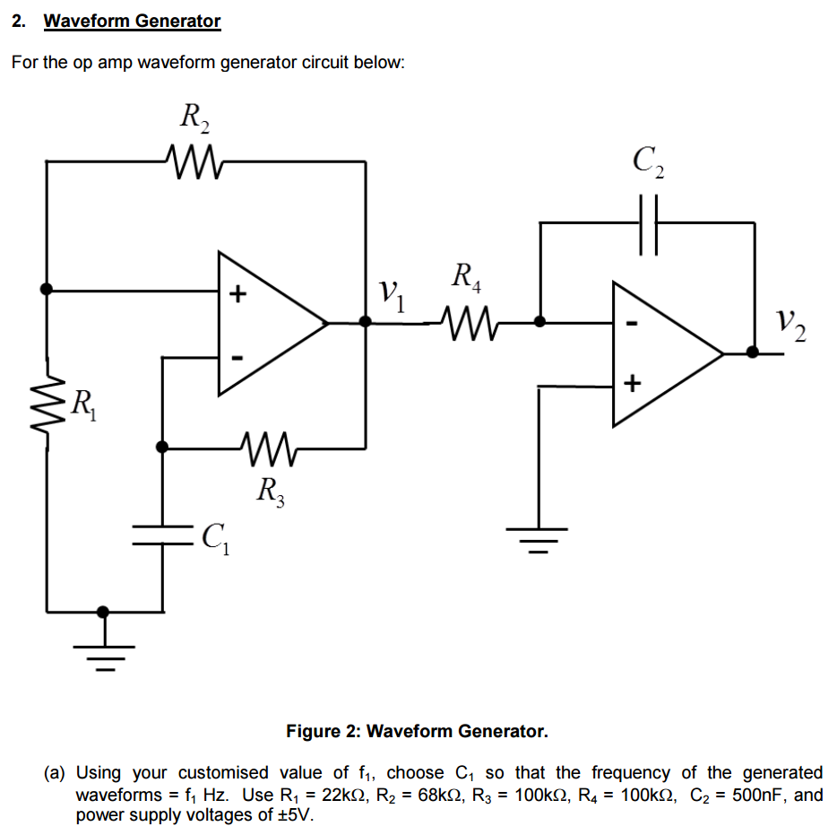 Solved 2. Waveform Generator For the op amp waveform | Chegg.com