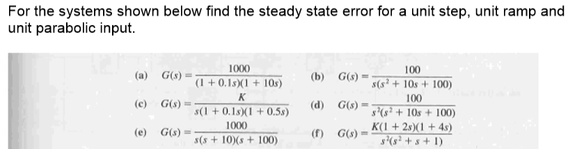 Solved For the systems shown below find the steady state | Chegg.com