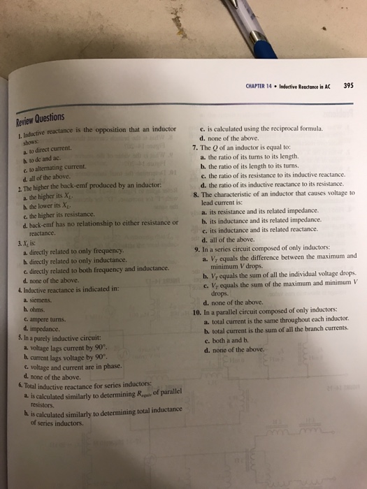 Solved CHAPTER 14 Inductive Reectance in AK 395 Questions | Chegg.com