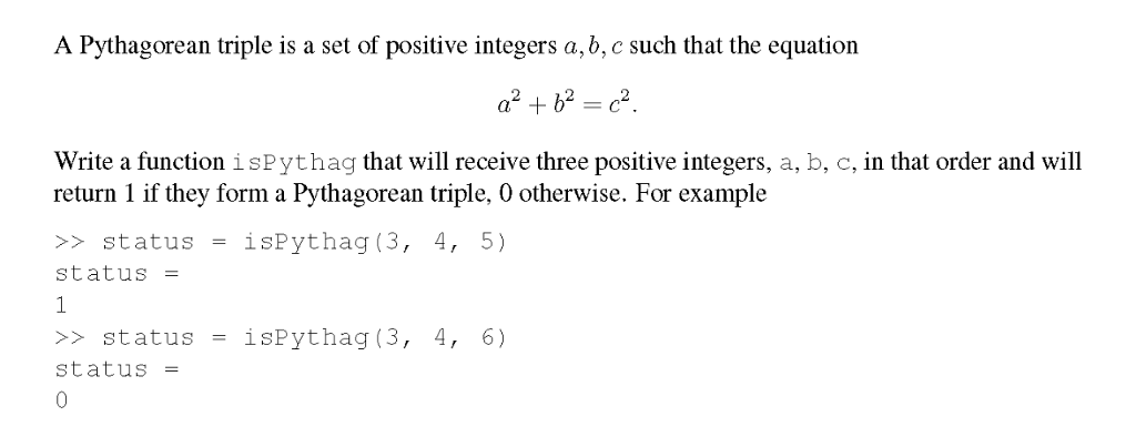 Solved A Pythagorean triple is a set of positive integers | Chegg.com