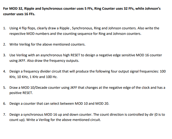 Solved For MOD 32, Ripple and Synchronous counter uses 5 | Chegg.com