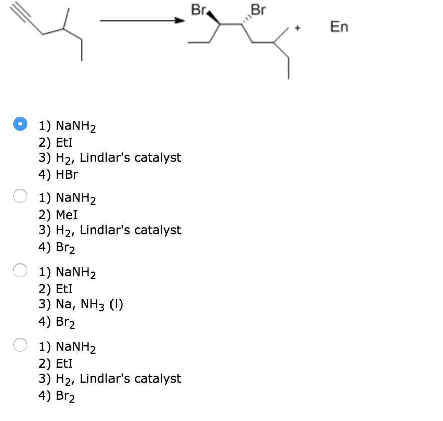 Solved Br Br 1) NaNH2 2) EtI 3) Na, NH3 (I) 1) NaNH2 2) EtI | Chegg.com
