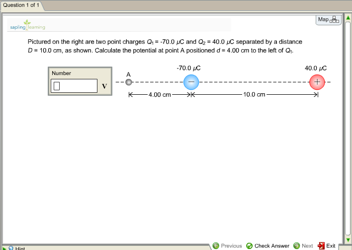 Solved Pictured on the right are two point charges Q1 = | Chegg.com