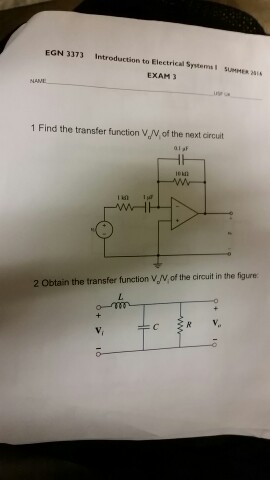 Solved Find the transfer function V_0 V_1 of the next | Chegg.com