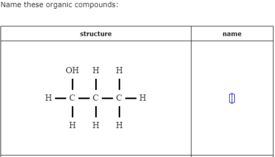 Solved Name these organic compounds structure name OH HH ul | Chegg.com