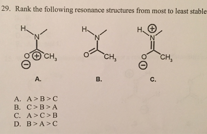 Solved Rank the following resonance structures from most to | Chegg.com
