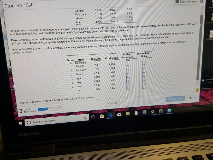Solved Problem 13.4 Question Help January 1,500 March April | Chegg.com