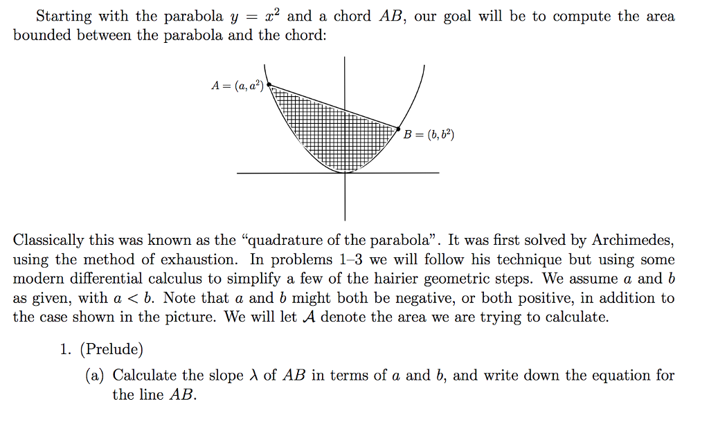 Starting with the parabola y2 and a chord AB, our | Chegg.com