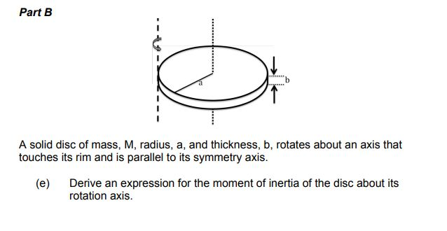 Solved Part B A solid disc of mass, M, radius, a, and | Chegg.com