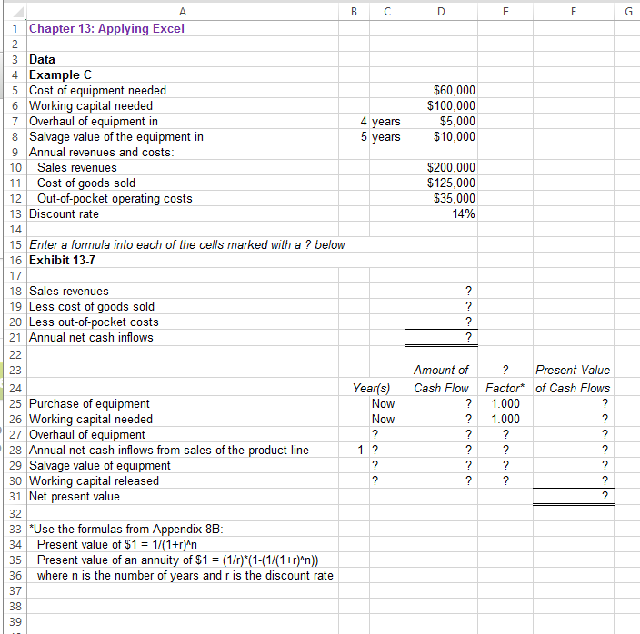 Solved Download the Applying Excel form and enter formulas | Chegg.com