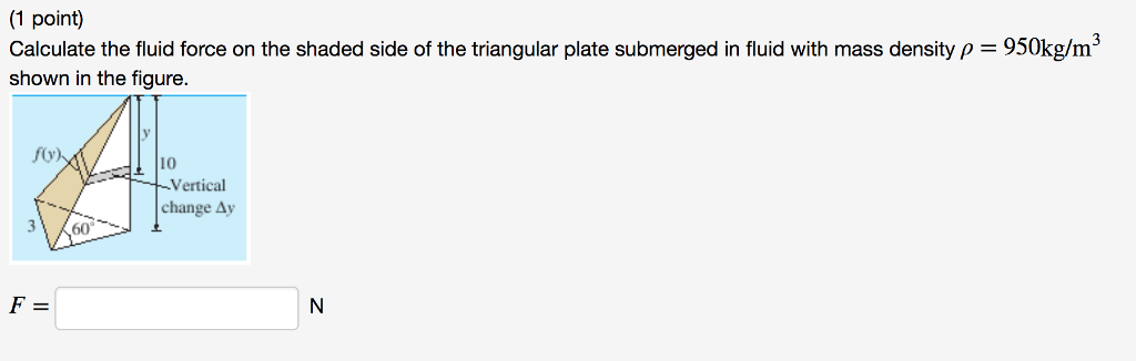 Solved (1 point) Calculate the fluid force on the shaded | Chegg.com