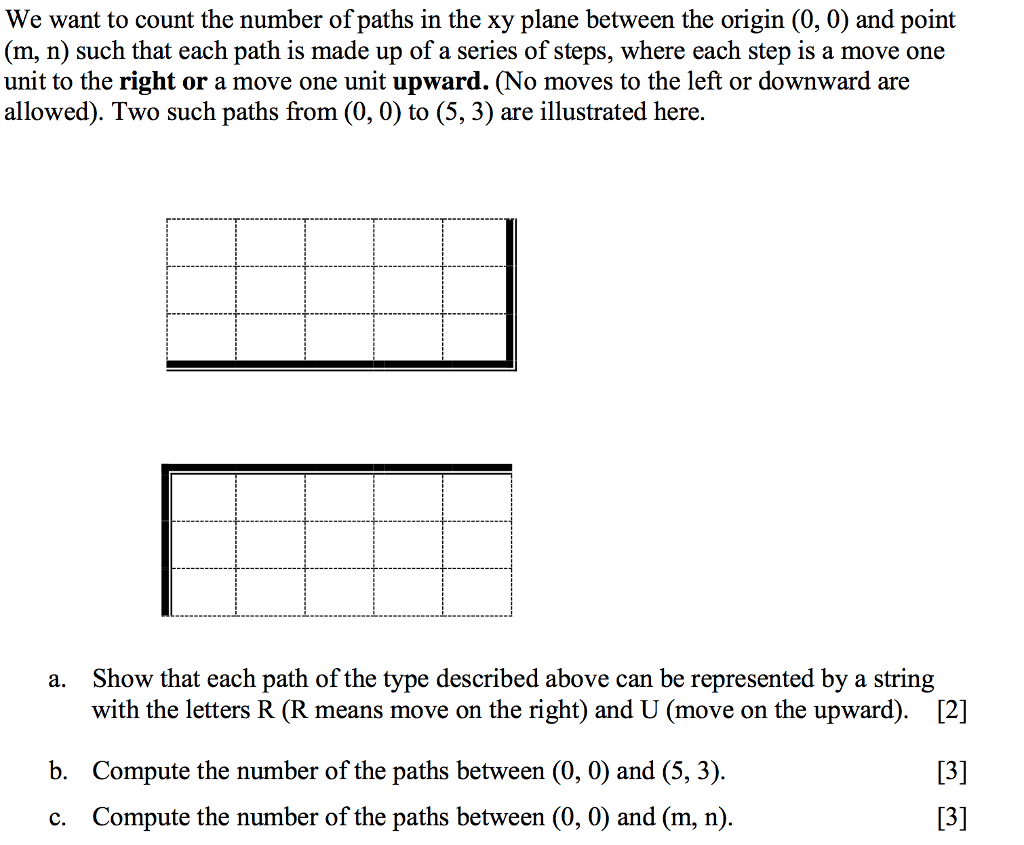 Solved We want to count the number of paths in the xy plane | Chegg.com