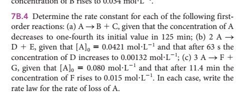 Solved Determine the rate constant for each of the following | Chegg.com
