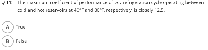 Solved The maximum coefficient of performance of any | Chegg.com