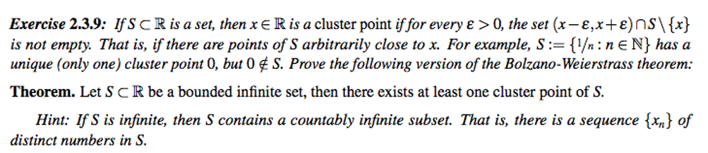 Solved If S subset R is a set, then x element R is a cluster | Chegg.com