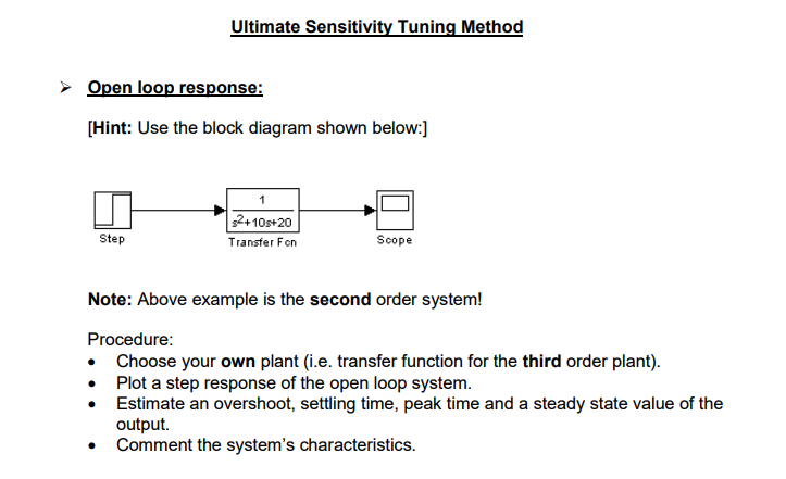 Solved Ultimate Sensitivity Tuning Method Open loop | Chegg.com