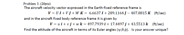 The aircraft velocity vector expressed in the | Chegg.com