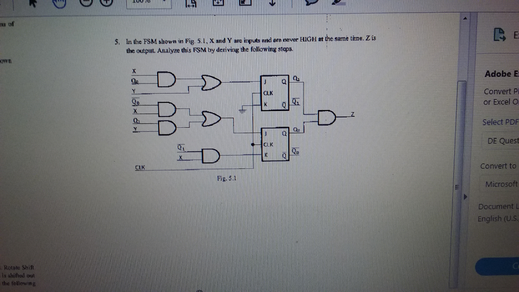 Solved In the FSM shown in Fig 5.1, X and Y are inputs and | Chegg.com