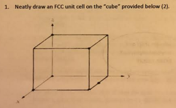 Solved Neatly draw an FCC unit cell on the "cube" provided | Chegg.com