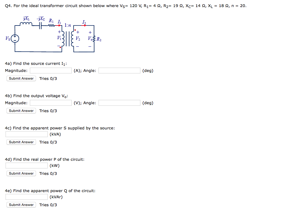 Solved For the ideal transformer circuit shown below where | Chegg.com